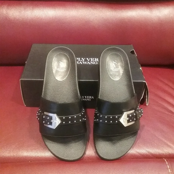 Simply Vera Vera Wang | Shoes | New Svvw Symbols Black Slides 75 Final ...